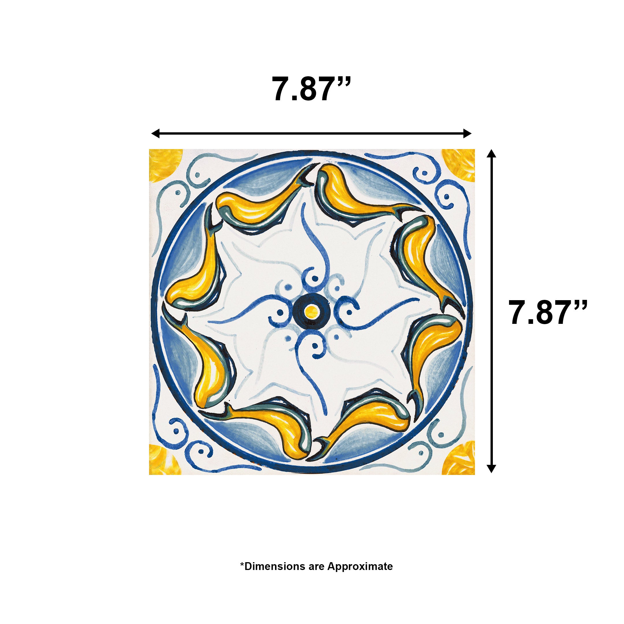Vita Sole Mix 8" x 8" Spanish Encaustic Look Polished Porcelain Tile ...