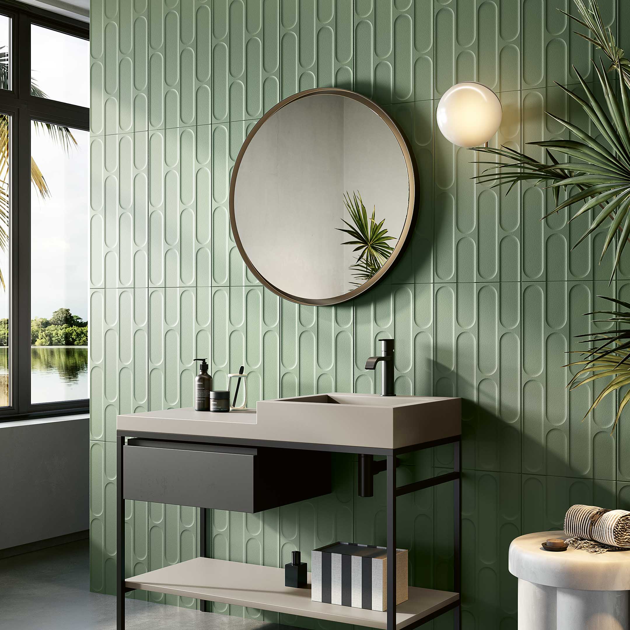 Biscuit Porcelain 3D Wall Tile Orange County – Encore Surfaces