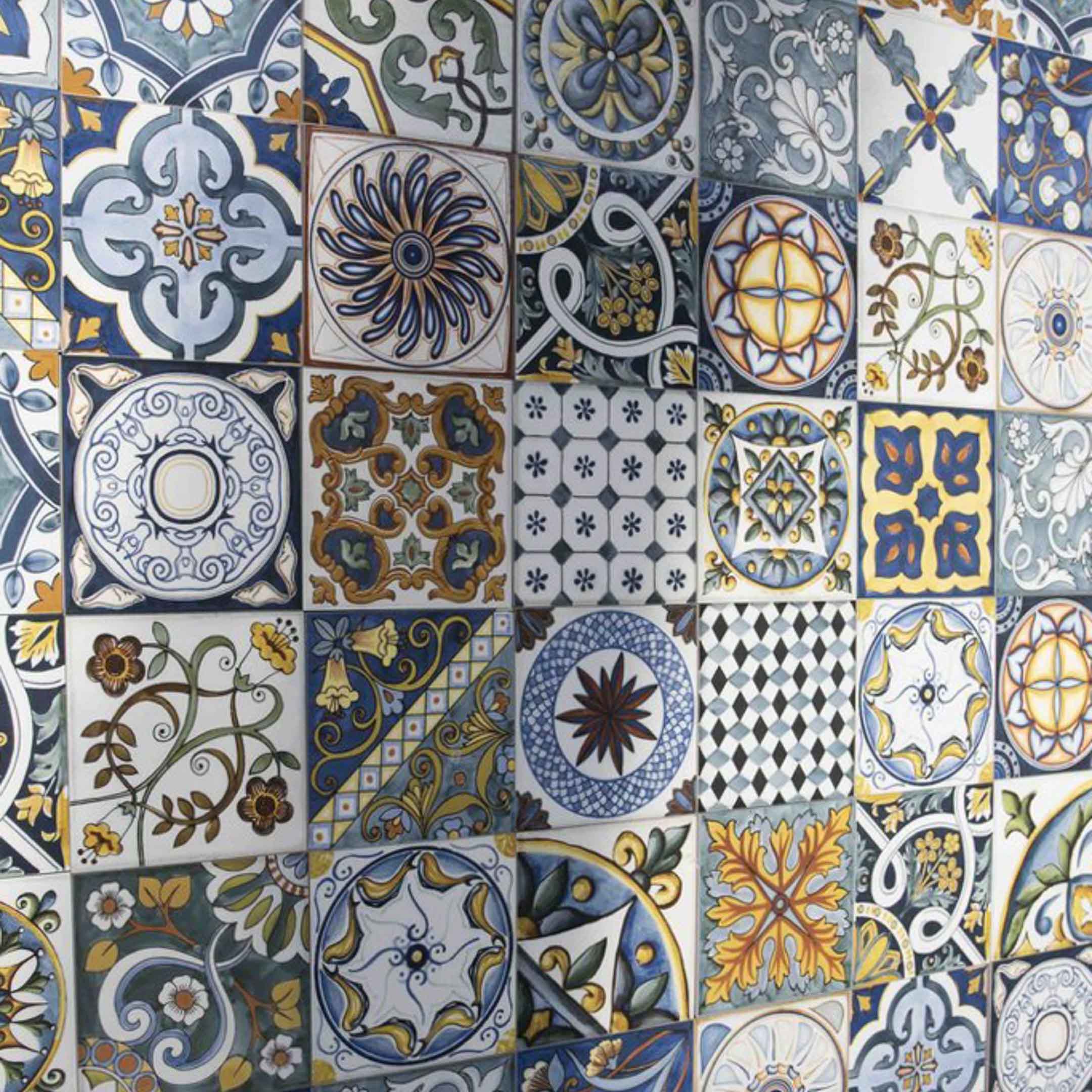 Vita Sole Mix 8" x 8" Spanish Encaustic Look Polished Porcelain Tile ...