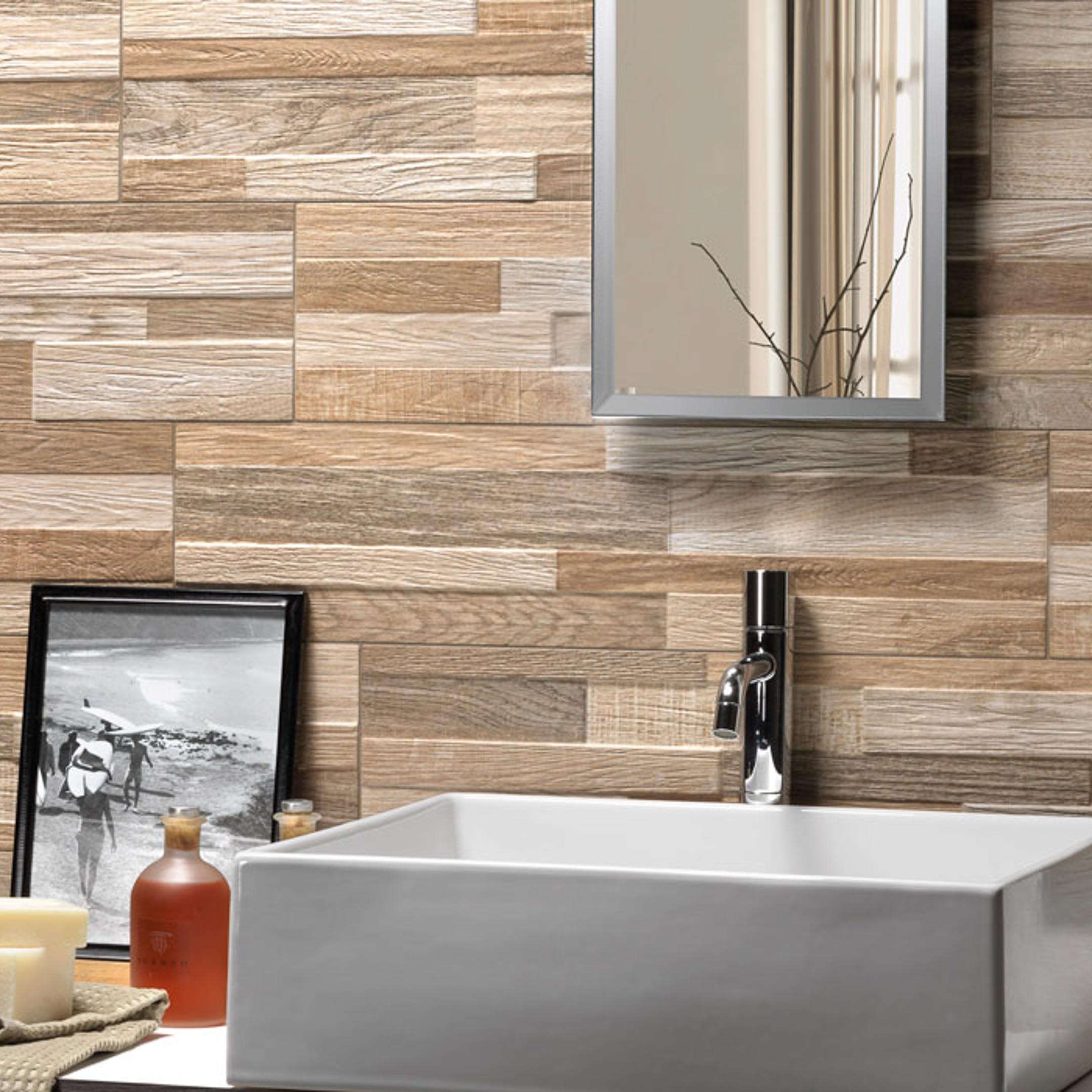 Wall Art 6" x 24" Ledger Panel Wood Look Porcelain Wall Tile – Encore ...